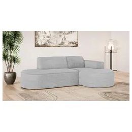 Ecksofa OTTO HOME "ADELLA Design-Sofa mit Recamiere rechts/links, 248/159/76 cm", hellgrau, B:248cm H:76cm T:159cm, 100% Polyester, Sofas, Ecksofa, L-Form mit Wellenunterfederung, runde Form, auch in Cord