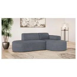 Ecksofa OTTO HOME "ADELLA Design-Sofa mit Recamiere rechts/links, 248/159/76 cm", grau, B:248cm H:76cm T:159cm, 100% Polyester, Sofas, Ecksofa, L-Form mit Wellenunterfederung, runde Form, auch in Cord
