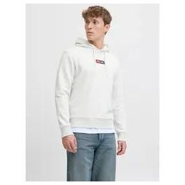 Jack & Jones Kapuzensweatshirt JACK & JONES "JJPAN SWEAT HOOD", Herren, Gr. S, grau (wei&szlig; melange), angeraute Sweatware, Obermaterial: 60% Baumwolle, 40% Polyester, meliert, regular fit, Rundhals, Rippb&uuml;ndchen, Sweatshirts