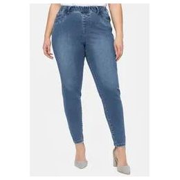 Jeansjeggings sheego, Damen, Gr. 42, Normalgr&ouml;&szlig;en, blau (light blau, denim), 76% Baumwolle, 22% Polyester, 2% Elasthan, unifarben, lang, Jeans