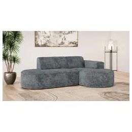 Ecksofa OTTO HOME "ADELLA Design-Sofa mit Recamiere rechts/links, 248/159/76 cm", dunkelgrau, B:248cm H:76cm T:159cm, 100% Polyester, Sofas, Ecksofa, L-Form mit Wellenunterfederung, runde Form, auch in Cord