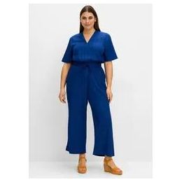 Overall sheego, Damen, Gr. 58, Normalgr&ouml;&szlig;en, blau (blaubeere), 97% Polyester, 3% Elasthan, unifarben, lang, Overalls Overall