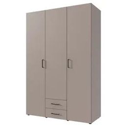 Dreht&uuml;renschrank wimex "Mugano", saharagrau, griffe schwarz, B:120cm H:185cm T:54cm, Holzwerkstoff, Schr&auml;nke, Dreht&uuml;renschrank, wahlweise mit oder ohne Spiegel, mit Schubladen