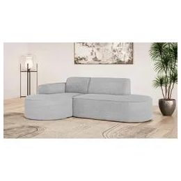 Ecksofa OTTO HOME "ADELLA Design-Sofa mit Recamiere rechts/links, 248/159/76 cm", hellgrau, B:248cm H:76cm T:159cm, 100% Polyester, Sofas, Ecksofa, L-Form mit Wellenunterfederung, runde Form, auch in Cord