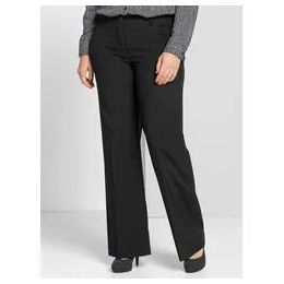 B&uuml;gelfaltenhose sheego, Damen, Gr. 44, Normalgr&ouml;&szlig;en, schwarz, 64% Polyester, 34% Viskose, 2% Elasthan, unifarben, Hosen