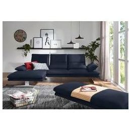 Ecksofa W.Schillig "broadway, Designsofa mit tollem Sitzkomfort, L-Form", blau (blau z59), B:291cm H:94cm T:164cm, Longlife Xtra-Leder Z59: Glattleder mit modischer Pr&auml;gung. Hautst&auml;rke 0, 9 - 1, 1 mm, Sofas, Ecksofa, Sitztiefenverstellung, Kopfteil- & Seitenteilverstellung, Breite 291cm