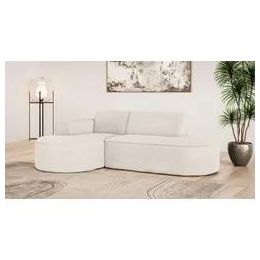 Ecksofa OTTO HOME "ADELLA Design-Sofa mit Recamiere rechts/links, 248/159/76 cm", beige (creme), B:248cm H:76cm T:159cm, 100% Polyester, Sofas, Ecksofa, L-Form mit Wellenunterfederung, runde Form, auch in Cord