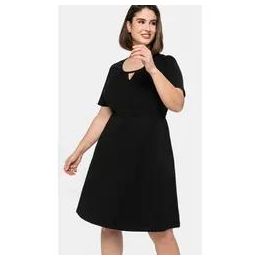 Jerseykleid sheego "Jerseykleid", Damen, Gr. 58, Normalgr&ouml;&szlig;en, schwarz, Jersey, 95% Baumwolle, 5% Elasthan, unifarben, kurz, Rundhals, Kleider Jerseykleid