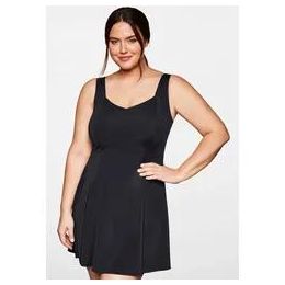 Badekleid sheego, Damen, Gr. 58, Cup F, schwarz, Elasthan, Polyamid, Badeanz&uuml;ge