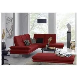 Ecksofa W.Schillig "broadway, Designsofa, mit tollem Sitzkomfort, L-Form", rot (ruby rot z59), B:284cm H:94cm T:224cm, Longlife Xtra-Leder Z59: Glattleder mit modischer Pr&auml;gung. Hautst&auml;rke 0, 9 - 1, 1 mm, Sofas, Ecksofa, Sitztiefenverstellung, Kopfteil- & Seitenteilverstellung, Breite 284cm