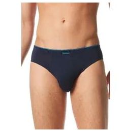Slip Bruno Banani "INFINITY", Herren, Gr. S, blau (dunkelblau), Obermaterial: 47% Baumwolle, 47% Modal, 6% Elasthan, unifarben mit Farbeinsatz, k&ouml;rpernah, Unterhosen Slip, mit Markenpr&auml;gung am Bund
