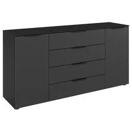 Kommode "Kommode Sideboard Schubladenkommode SERINA eleganter Eyecatcher", schwarz, schwarz mattglas, B:160cm H:81cm T:42cm, Holzwerkstoff, LeGer Home by Lena Gercke, Sideboards, Kommode, mit 4 Schubk&auml;sten und 2 T&uuml;ren sowie Metallgriffen MADE IN GERMANY