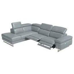 Ecksofa Egoitaliano "Candice, elegant, edel und bequem, erstklassiger Sitzkomfort, L-Form", blau (himmel), B:278cm H:100cm T:221cm, Leder NUVOLE (Echtes Rindsleder). Halbnat&uuml;rliches, halbnarbiges Rindsleder mit einer nat&uuml;rlichen K&ouml;rnung von 1, 2 bis 1, 4 mm. Dieses Leder hat eine weiche, wachsartige Haptik mit mattem Aussehen und einem Wolkeneffekt. Es handelt sich um ein Naturleder, das die urspr