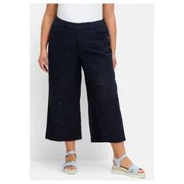 Culotte sheego, Damen, Gr. 42, Normalgr&ouml;&szlig;en, blau (tiefblau), 100% Baumwolle, unifarben, Hosen Culotte