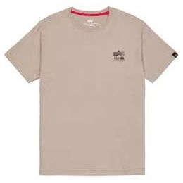 T-Shirt Alpha Industries "Camo Logo Puff Print Backprint T-Shirt", Herren, Gr. XL, beige (vintage sand), Obermaterial: 100% Baumwolle, Shirts T-Shirt
