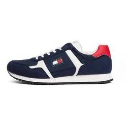 Tommy Hilfiger Sneaker TOMMY JEANS "TJM RUNNER CASUAL", Herren, Gr. 44, wei&szlig; (dunkelblau, wei&szlig;, rot), Lederimitat, Textil, kontrastfarbene Details, Schuhe Sneaker, Freizeitschuh, Halbschuh, Schn&uuml;rschuh mit seitlicher Logoflagge