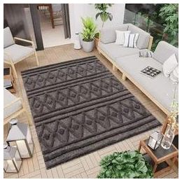 Teppich Carpet City "In-& Outdoorteppich Santorini 58538, 3D-Effekt, Raute-Optik", grau (anthrazit), B:80cm H:5mm L:150cm, Polypropylen (PP), Teppiche, Teppich, Wetterfest & UV-best&auml;ndig f&uuml;r Terrasse, Balkon, K&uuml;che, Flur