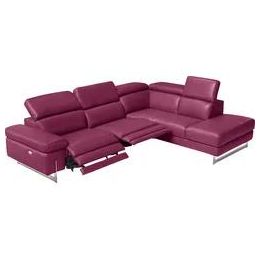 Ecksofa Egoitaliano "Candice, elegant, edel und bequem, erstklassiger Sitzkomfort, L-Form", rot (cherry), B:278cm H:100cm T:221cm, Leder NUVOLE (Echtes Rindsleder). Halbnat&uuml;rliches, halbnarbiges Rindsleder mit einer nat&uuml;rlichen K&ouml;rnung von 1, 2 bis 1, 4 mm. Dieses Leder hat eine weiche, wachsartige Haptik mit mattem Aussehen und einem Wolkeneffekt. Es handelt sich um ein Naturleder, das die urspr&uuml;