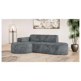 Ecksofa OTTO HOME "ADELLA Design-Sofa mit Recamiere rechts/links, 248/159/76 cm", grau (dunkelgrau), B:248cm H:76cm T:159cm, 100% Polyester, Sofas, Ecksofa, L-Form mit Wellenunterfederung, runde Form, auch in Cord
