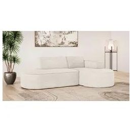Ecksofa OTTO HOME "ADELLA Design-Sofa mit Recamiere rechts/links, 248/159/76 cm", creme, B:248cm H:76cm T:159cm, 100% Polyester, Sofas, Ecksofa, L-Form mit Wellenunterfederung, runde Form, auch in Cord