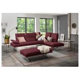 Ecksofa W.Schillig "broadway, Designsofa, mit tollem Sitzkomfort, L-Form", rot (burgundy z69), B:284cm H:94cm T:224cm, Longlife Xtra-Leder Z69: Das feinnarbige, gedeckte Softleder Z69 besticht durch seine au&szlig;ergew&ouml;hnliche Weichheit im trendigen &raquo;Vintage-Look&laquo;, Hautst&auml;rke 0, 9 - 1, 1 mm, Sofas, Ecksofa, Sitztiefenverstellung, Kopfteil- & Seitenteilverstellung, Breite 284cm