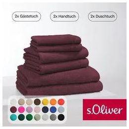 Handtuch Set s.Oliver "s.Oliver, Premium Qualit&auml;t, 600 gr/m2", burgundy, 6 Stk., Walkfrottier, Walkfrottier, Obermaterial: 100% Baumwolle, Handtuch-Sets, 2 G&auml;stet&uuml;cher 30x50, 2 Handt&uuml;cher 50x100, 2 Duscht&uuml;cher 70x140