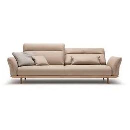 4-Sitzer "CR.460 Designsofa mit erstklassigem Sitzkomfort", beige (beige 534, 20), B:248cm H:103cm T:100cm, NaturLEDER OSKAR (echtes Rindsleder), CREATION BY ROLF BENZ, Sofas, Sockel in Eiche, F&uuml;&szlig;e Eiche natur, Breite 248 cm