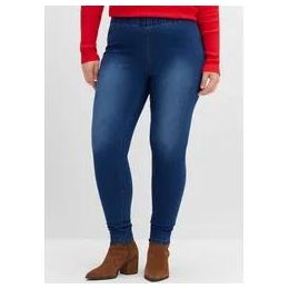 Jeansleggings sheego, Damen, Gr. 46, Normalgr&ouml;&szlig;en, blau (blau denim, dunkelblau denim), 81% Baumwolle, 17% Polyester, 2% Elasthan, unifarben, lang, Jeans