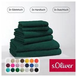Handtuch Set s.Oliver "s.Oliver, Premium Qualit&auml;t, 600 gr/m2", gr&uuml;n (flaschengr&uuml;n), 6 Stk., Walkfrottier, Walkfrottier, Obermaterial: 100% Baumwolle, Handtuch-Sets, 2 G&auml;stet&uuml;cher 30x50, 2 Handt&uuml;cher 50x100, 2 Duscht&uuml;cher 70x140