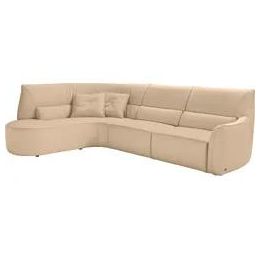 Ecksofa Egoitaliano "Puffy, extravagant & edel, Retro Designsofa, hoher Sitzkomfort, L-Form", beige (champagner), B:330cm H:88cm T:205cm, Leder &raquo;BULL&laquo; (echtes Rindsleder). Geschliffenes, pigmentiertes und behandeltes Rindsleder mit einer Dicke von 1, 3-1, 5 mm. Dieses Leder zeigt eine ziemlich weiche Hand mit einem halb undurchsichtigen Aussehen. Es handelt sich um ein gesch&uuml;tztes Leder. Eine leic