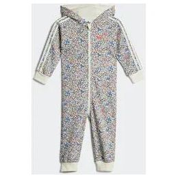 Overall Adidas ORIGINALS "Adidas ORIGINALS X LIBERTY LONDON KIDS BODY", M&auml;dchen, Gr. 98, N-Gr, wei&szlig; (sanftes wei&szlig;, semi lucid rot), Obermaterial: 70% Baumwolle, 30% Polyester, Overalls Overall, sportlicher Stil mit Vintage-Vibe, f&uuml;r Babys, pflegeleicht