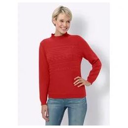Stehkragenpullover Classic Basics "Stehkragen-Pullover", Damen, Gr. 52, rot, 100% Baumwolle, unifarben, Pullover Stehkragenpullover