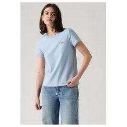 Levi's T-Shirt LEVI'S "TEE Minilogo", Damen, Gr. XL (42), chambray blau, Jersey, Obermaterial: 100% Baumwolle, unifarben, figurbetont h&uuml;ftlang, Rundhals, gerader Abschluss, Shirts T-Shirt, mit kleiner Logostickerei