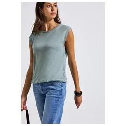 Shirttop Street One, Damen, Gr. 42, blau (arona blau), Jersey, Obermaterial: 95% Viskose, 5% Elasthan, unifarben, regular fit normal, U-Boot-Ausschnitt, Tops Shirttop, mit Dekotapes