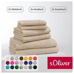 Handtuch Set s.Oliver "s.Oliver, Premium Qualit&auml;t, 600 gr/m2", beige, 6 Stk., Walkfrottier, Walkfrottier, Obermaterial: 100% Baumwolle, Handtuch-Sets, 2 G&auml;stet&uuml;cher 30x50, 2 Handt&uuml;cher 50x100, 2 Duscht&uuml;cher 70x140