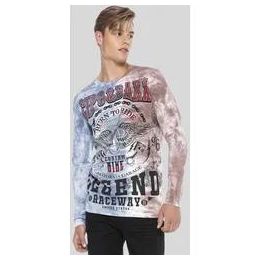 Cipo & Baxx T-Shirt CIPO & BAXX "Sweatshirts", Damen, Gr. M, braun, blau, 95% Baumwolle, 5% Elasthan, bedruckt, regular fit, Shirts T-Shirt, mit coolem Print