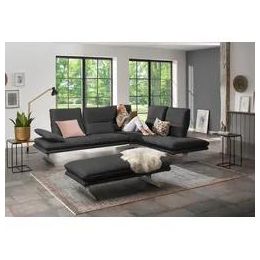 Ecksofa W.Schillig "broadway, Designsofa, mit tollem Sitzkomfort, L-Form", grau (anthrazit z69), B:284cm H:94cm T:224cm, Longlife Xtra-Leder Z69: Das feinnarbige, gedeckte Softleder Z69 besticht durch seine au&szlig;ergew&ouml;hnliche Weichheit im trendigen &raquo;Vintage-Look&laquo;, Hautst&auml;rke 0, 9 - 1, 1 mm, Sofas, Ecksofa, Sitztiefenverstellung, Kopfteil- & Seitenteilverstellung, Breite 284cm