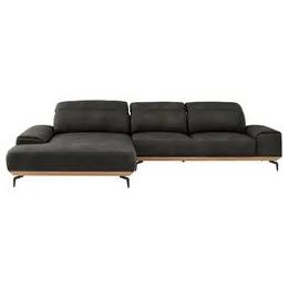 Wohnlandschaft Musterring "MR 2490 Ecksofa mit erstklassigem Sitzkomfort, Long-Life-Leder", schwarz (anthrazit, s), B:342cm T:207cm, Sofas, Wohnlandschaft, Fu&szlig; schwarz, Sitzh&ouml;he 48cm, wahlweise mit Funktionen, Ma&szlig;e 342x207 cm