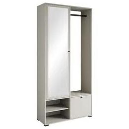 Garderobenschrank Home Affaire "DINO Kompaktgarderobe, Garderoben-Set DINO", beige (kaschmir), B:90cm H:190cm T:33cm, Schr&auml;nke, Garderobenschrank, Mit Spiegel und Kleiderstange, 90 cm breit, T&uuml;ranschlag wechselbar