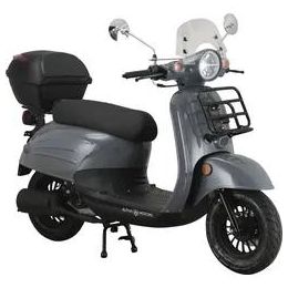 Motorroller Alpha Motors "Adria", grau (grau, schwarz), Motorroller, mit Topcase, 45 km/h, mit Lenkerschloss und Windschild, B:67,5cm H:108,5cm L:175cm