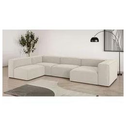 Wohnlandschaft OTTO HOME "HAILY U-Form mit Ottomane links/rechts, Ma&szlig;e B/T/H: 360/200/72 cm", beige (hellbeige), B:360cm H:72cm T:200cm, 100% Polyester, Sofas, Wohnlandschaft, als Modul oder separat verwendbar, f&uuml;r individuelle Zusammenstellung