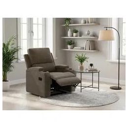 Relaxsessel OTTO HOME "Napori", beige (taupe), B:87cm H:105cm T:94cm, 100% Polyester, Sessel, Relaxsessel, TV-Sessel, Kinosessel mit Relaxfunktion in 2 Sitzen, Getr&auml;nkehalter