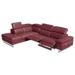 Ecksofa Egoitaliano "Candice, elegant, edel und bequem, erstklassiger Sitzkomfort, L-Form", rot (kirschrot), B:278cm H:100cm T:221cm, Leder &raquo;BULL&laquo; (echtes Rindsleder). Geschliffenes, pigmentiertes und behandeltes Rindsleder mit einer Dicke von 1, 3-1, 5 mm. Dieses Leder zeigt eine ziemlich weiche Hand mit einem halb undurchsichtigen Aussehen. Es handelt sich um ein gesch&uuml;tztes Leder. Eine leichte 