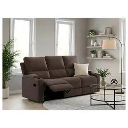 3-Sitzer OTTO HOME "Napori", braun (dunkelbraun), B:207cm H:105cm T:94cm, 100% Polyester, Sofas, Kinosofa mit 2 x Relaxfunktion und Getr&auml;nkehalter