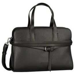 Shopper Tom Tailor "Freya", Damen, Gr. B/H/T: 35cm x 26cm x 13cm, schwarz, Polyurethan, Taschen Shopper, verziert mit schmalen, mehrlagigen Riemen und Metallschlie&szlig;e