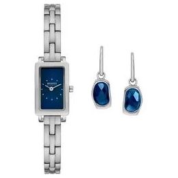 Quarzuhr Skagen "HAGEN MICRO", blau (edelstahlfarben, dunkelblau), Armbanduhren, Damen, Quarzuhr, Armbanduhr, Damenuhr, Edelstahlarmband, Ideal auch als Geschenk
