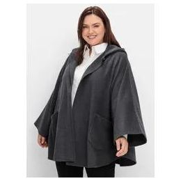 Cape sheego, Damen, Gr. 3, grau (anthrazit meliert), 95% Polyester, 5% Wolle, unifarben, Jacken Cape