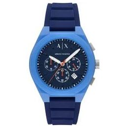 Giorgio Armani Chronograph ARMANI EXCHANGE "SYNC", blau (hellblau, dunkelblau), Armbanduhren, Damen, Chronograph, Quarzuhr, Armbanduhr, Herrenuhr, Silikonarmband, analog, Tag