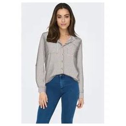 Hemdbluse Only "OnlyASMIN SHIRT L/S WVN NOOS", Damen, Gr. S, wei&szlig; (falcon stripes:wei&szlig;), Web, Obermaterial: 100% Viskose, gestreift, loose fit h&uuml;ftbedeckend, Blusen Hemdbluse