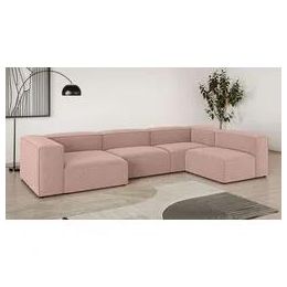 Wohnlandschaft OTTO HOME "HAILY U-Form mit Ottomane links/rechts, Ma&szlig;e B/T/H: 360/200/72 cm", rot (coral), B:360cm H:72cm T:200cm, 100% Polyester, Sofas, Wohnlandschaft, als Modul oder separat verwendbar, f&uuml;r individuelle Zusammenstellung